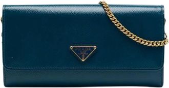 Prada Portefeuille sur cha&icirc;ne Pre-owned - Femme - Pre-owned - Bleu - Taille: ONE Size