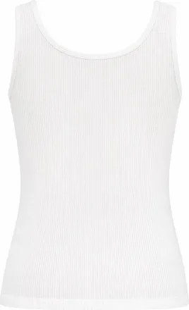 Chlo&eacute; Womens Ribbed Logo Tank Top White Cotton