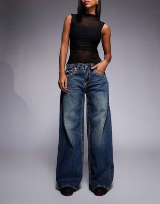 True Religion Jessie - Superweite Jeans in dunkelblauer Waschung