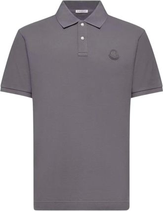 Moncler Polo en piqu&eacute; de coton avec &eacute;cusson logo - Homme - Tops - Gris - Taille: M