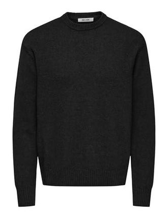 Only & Sons Onsjames RLX Crew Knit, Noir, XL
