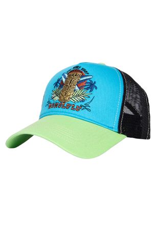 King Kerosin Herren Cap Trucker Cap Mesh Cap Honolulu Hawaii Tiki Stickerei Stitching Retro Vintage Tropical Snapback Surfer Kappe Honolulu