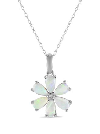 Luxury Bazaar collier en or blanc 14ct serti de diamant et dopale - Argent