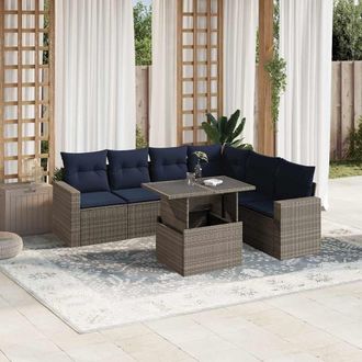 vidaXL Vidaxl Set Divani Da Giardino 7 Pz Con Cuscini Grigio In Polyrattan