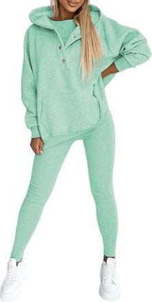 Generic Ensemble de d&eacute;tente pour femme avec capuche et pantalon imprim&eacute; d&eacute;contract&eacute; &agrave; capuche et pantalon imprim&eacute; pour femme - Ensemble de v&ecirc;tements de d&eacute;tent