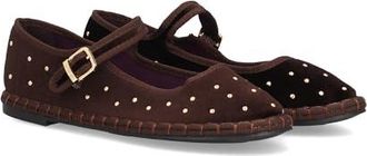 Shoes & Blues Ballerines plates pour femme, design avec appliques m&eacute;talliques sur toute la surface, fabriqu&eacute;es en velours avec passepoil en contraste, semelle soupl