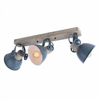 Steinhauer Holz Decken Strahler bewegliche Spots Grau Leuchte Wohn Zimmer Lampe Beleuchtung 2133GR