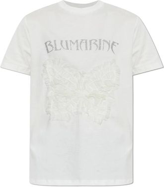 Blumarine Femme, Tops, Blanc, Taille: 42 FR T-Shirt avec Appliqu&eacute; en Tulle