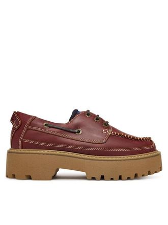 Tommy Jeans Halbschuhe Archive 01 Boat Shoe Leather EN0EN03003 Dunkelrot