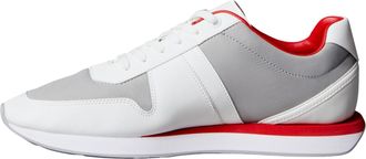 Calvin Klein Herren Retro Run Lace Mix Emb Tongue Ym0Ym01400 Low Top, White (Taupe Smog/White/Adrenaline Rush), 44.5 EU