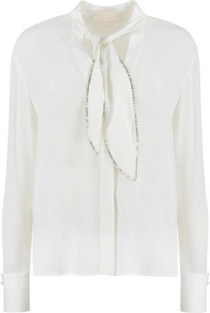 Genny Femme, Blouses et Chemises, Blanc, Taille: 42 FR Chemise &agrave; Manches Longues en M&eacute;lange de Soie