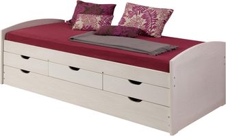 IDIMEX Bett mit Stauraum Julia Kiefer massiv weiß Tagesbett Ausziehbett Bett 90x200 cm (B x L)