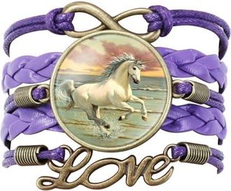 Generic Charme Bracelet Cadeaux danniversaire pour Femmes Tiss&eacute; Cheval Blanc Motif Bracelet De Bijoux Bleu Durable et PratiqueOp&eacute;ration Facile