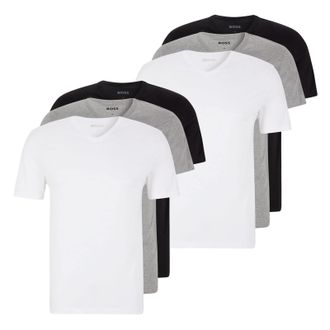 BOSS Herren Classic T-Shirts Kurzarm Shirts Pure Cotton V-Neck 6er Pack, Farbe:Mehrfarbig, Artikel:-999 Black/White/Grey, Gr&ouml;&szlig;e:XL