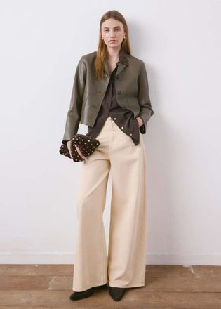 Mango Jacke mit Ledereffekt und Taschen olivengr&uuml;n - Damen - XXS - MANGO