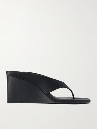 Alaia Tongs Compensées En Satin - Noir