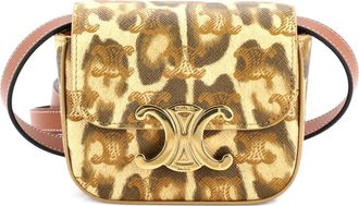 Celine Claude Printed Triomphe Coated Canvas Mini shoulder bag - Nude