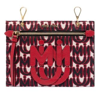 Miu Miu Pre-owned Monogram Jacquard Canvas Pouch - - Pre-owned - Damen - Rot - ONE SIZE