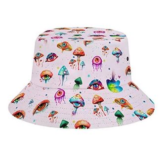 Generic Aquarelle OEil De Champignon-1 Chapeaux De Visière Mode Bob Chapeau Pliable Casquettes Visières pour Hommes Plein Air Femme