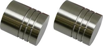 Gardinia Endknöpfe für Gardinenstangen, 2 x Endstück Zylinder, Serie Chicago, Metall, Edelstahl-Optik, Durchmesser 20 mm (Packung mit 2)