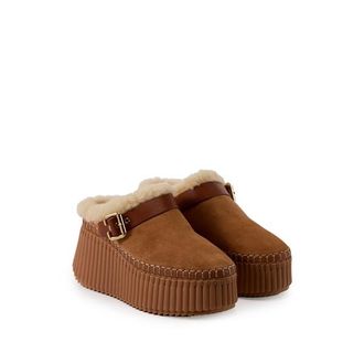 Chlo&eacute; Boots compens&eacute;es en cuir