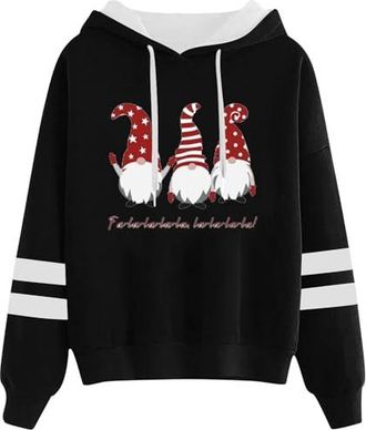 Generic Sweat &agrave; capuche imprim&eacute; de No&euml;l &agrave; manches longues pour femme | Sweat &agrave; capuche festif, Noir, XXL