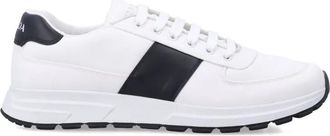 Prada Low-Top Sneaker - Technical Fabric Sneakers With Contrasting Leather - Gr. 8 - in Wei&szlig; - f&uuml;r Damen