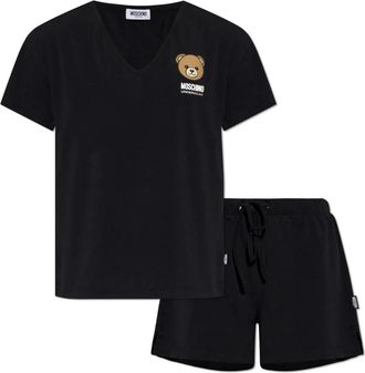 Moschino Femme, V&ecirc;tements de nuit et de d&eacute;tente, Noir, Taille: 36 FR Pyjama deux pi&egrave;ces avec logo