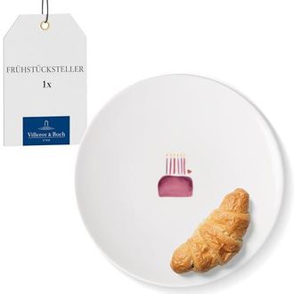 Villeroy & Boch With Love assiette &agrave; dessert/pour le petit-d&eacute;jeuner Happy Birthday, porcelaine Premium, assiette &agrave; g&acirc;teau, assiette &agrave; salade,r&eacute;sistant au lave-vaissel