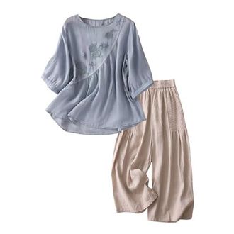 Generic Ensemble de salon pour femme - 2 tenues 2026 - Pantalon d&eacute;contract&eacute; - Pantalon large - Surv&ecirc;tement de sport - V&ecirc;tements de sport, rouge past&egrave;que, XXXL