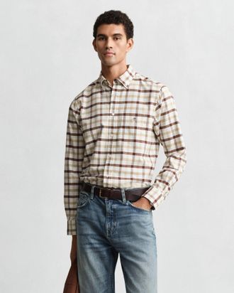 GANT Herren Regular Fit Oxford-Hemd mit Karomuster (XXXL) MAHOGANY Braun