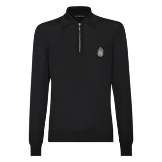 Billionaire Boys Club Homme, Pulls, Noir, Taille: XL Pullover Polo-Neck LS Crest