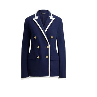 Ralph Lauren Zweifarbiger doppelreihiger Piqu&eacute;-Blazer - - Jackets - Damen - Blau - M