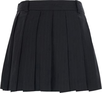 Dunst Pleated Mini Striped Skirt - Black