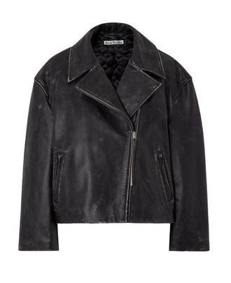 Acne Studios Studios Distressed Black Leather Jacket Size S
