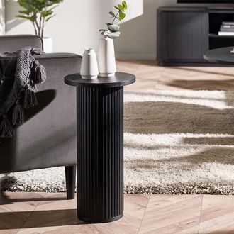 Julian Bowen Louis, schwarzer geriffelter Getränketisch, Eschenholz, 30 x 30 cm