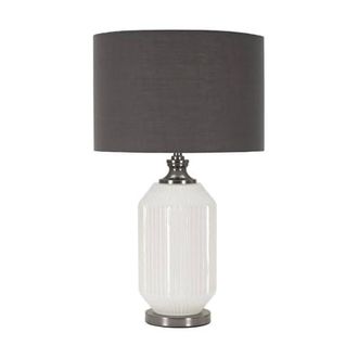 Dmora Tischlampe Cibrica Wei&szlig; Lampenschirm Fassung e46