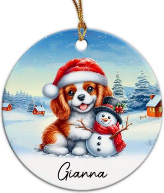 Generic Cavalier King Charles Spaniel Weihnachten Deko Weihnachtsanh&auml;nger Mit Schnur Weihnachten Ornamente Keramik Weihnachtsschmuck