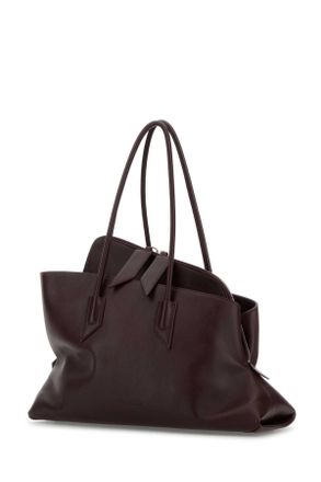 The Attico Womens Burgundy Leather Medium La Passeggiata Shoulder Bag Plum Borse A Mano