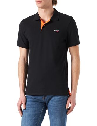Schott NYC Herren Psmilton Polohemd, schwarz/orange, XXL
