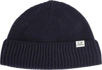 C.P. Company C.p. Company, Homme, Accessoires, Bleu, Taille: ONE Size Beanie bambino in lana a costine