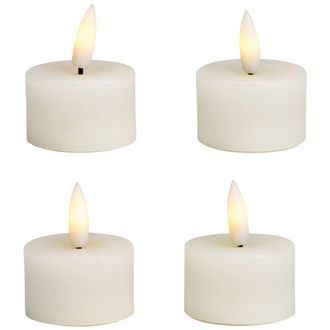 Matches 21 LED Teelichter 4er Set aus Wachs mit Timerfunktion - Kerze realistisch flackernde Flamme warmweiß Ø 4 x 4 cm - Elektrische Wachskerze in Weiß als gemü