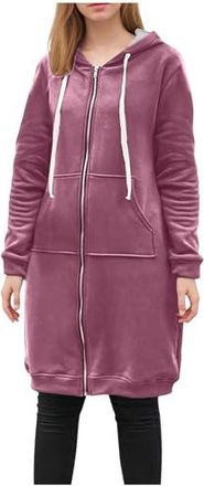 Generic 2026 Vestes pour femmes Manteau pour G Femmes Hoodies Automne Hiver Poches Chaudes Cordon de serrage Fermeture &Eacute;clair Ouvert Mince Cardigan Long &agrave; Cap
