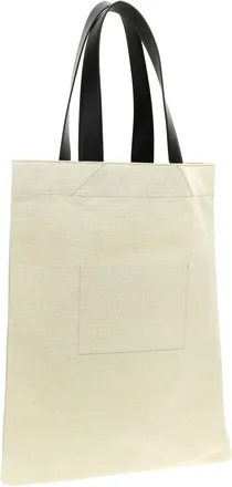 Jil Sander Canvas with Leather Handles Shopping Bag - Cream