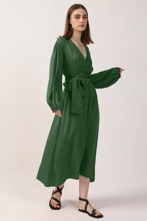 Neu Nomads Damen vegan Kleid Rachel Long Sleeve Moosgr&uuml;n