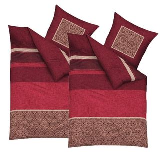 JACK 4 TLG by Kaeppel Fein Biber Bettw&auml;sche Destination 135x200cm Rot Bordeaux Sand