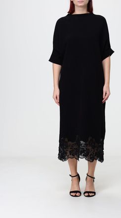 Fabiana Filippi Robe midi trap&egrave;ze en laine et soie avec empi&egrave;cements en dentelle