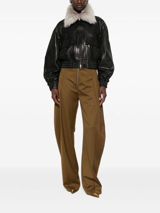 Nour Hammour Lambskin with Detachable Shearling Collar Jacket - Black