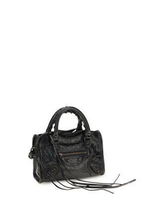 Balenciaga Womens Le City Nano Handbag Black Lamb Ovis Aries Handbags Hand Bags