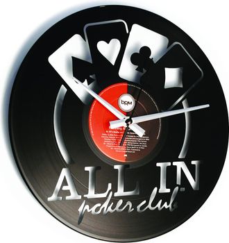 Disc'o'Clock Shallplattenuhr All in Poker - Lautlos Wanduhr, einfach aufzuh&auml;ngen. 100% Made in Italy Handwerkliches Produkt